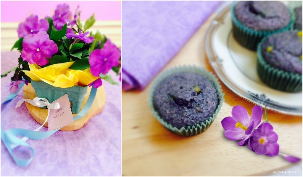 May Day Basket & Blue Cornbread Muffins
